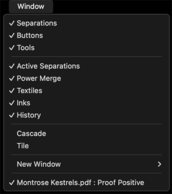 Separation Studio NXT Guide: Window Menu - Solutions For Screen Printers